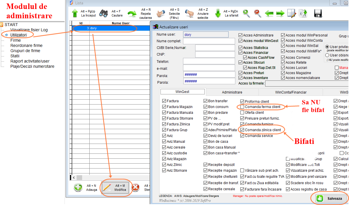 Comandă zilnică client - SoftPro