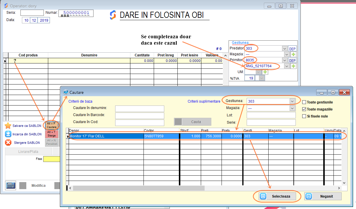 Evidența stocurilor de natura Obiectelor de Inventar - SoftPro