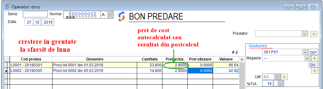 Variante de lucru pentru evidența animalelor de îngrășat - SoftPro