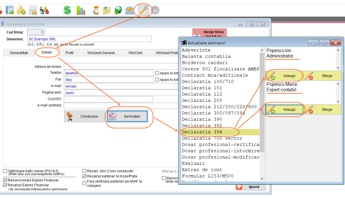 Asociere semnătura pe documente contabile și primare - SoftPro
