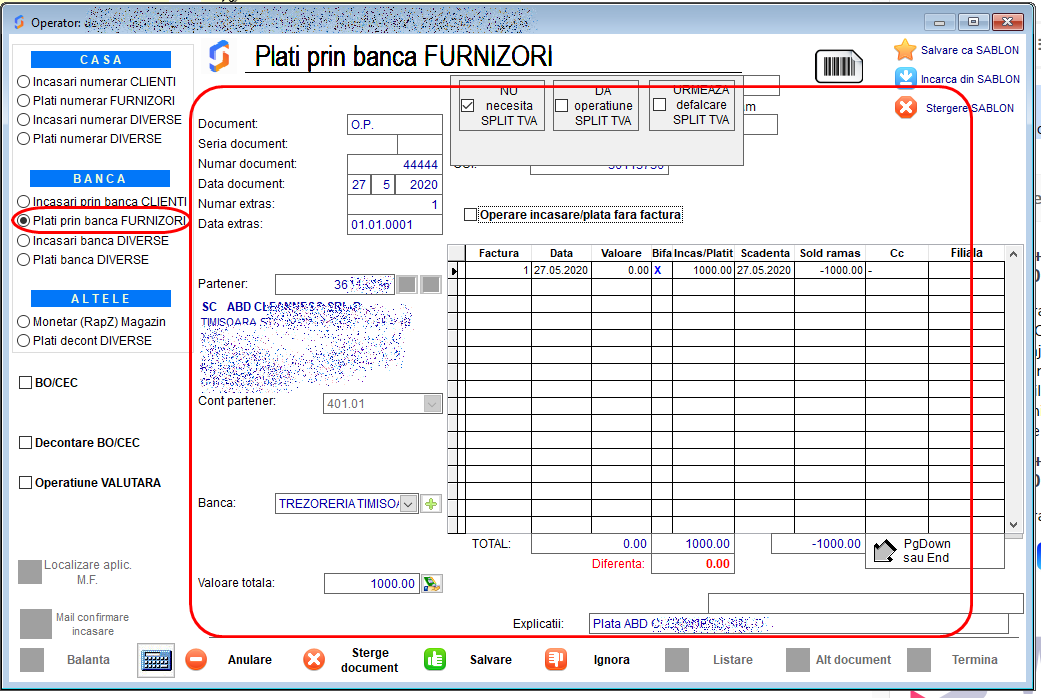 WinConta - Operare OPM (ordin de plată electronic trezorerie) - SoftPro