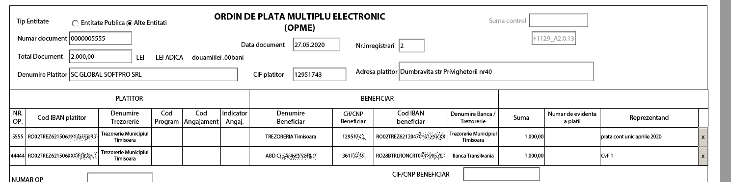 WinConta - Operare OPM (ordin de plată electronic trezorerie) - SoftPro