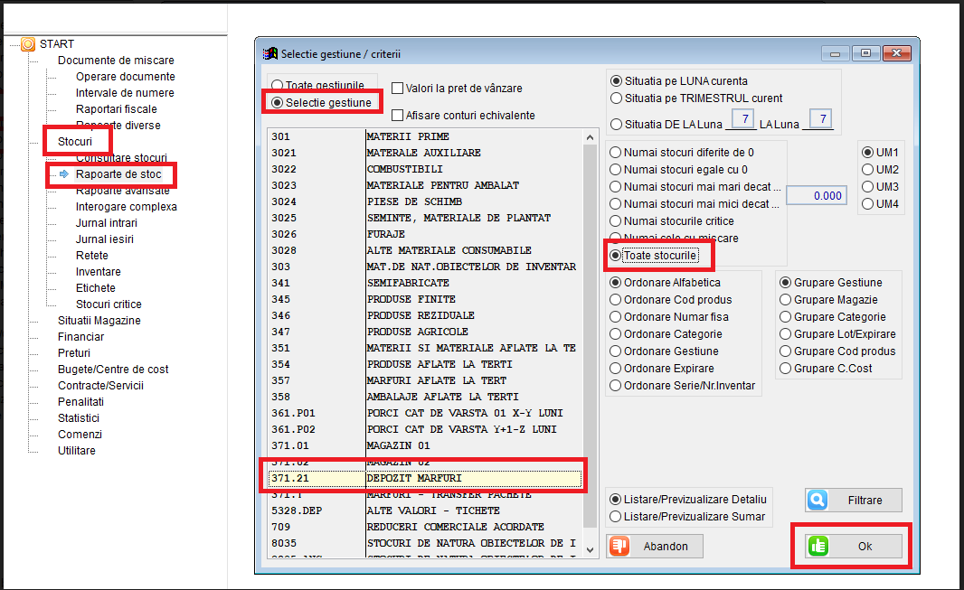 Inițializare stocuri - SoftPro