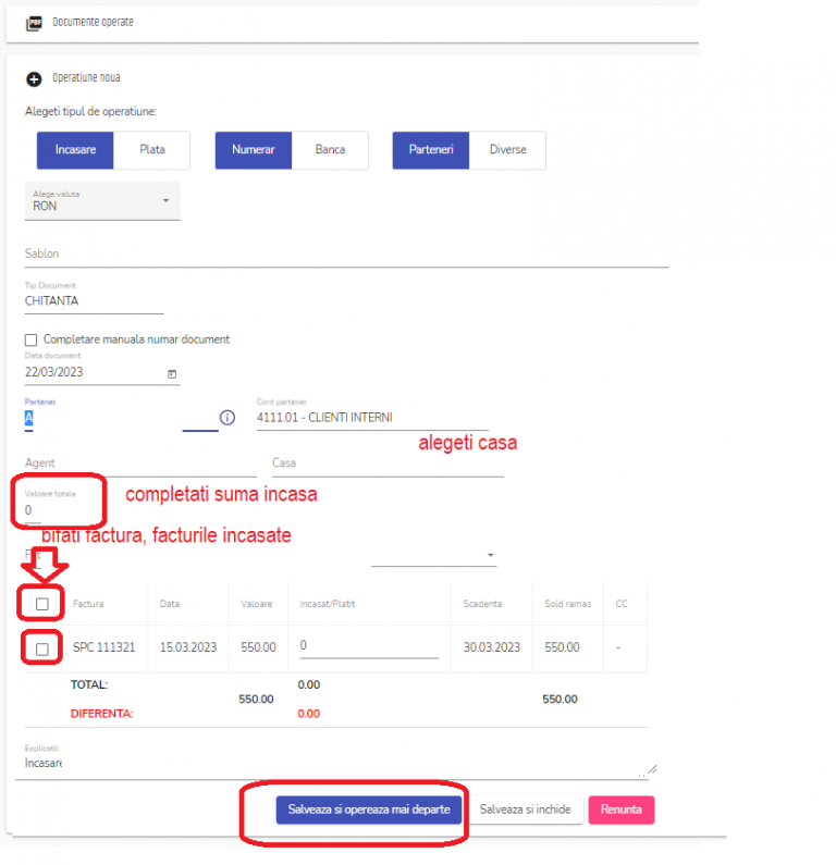Incasari clienti - web si listare chitante - SoftPro
