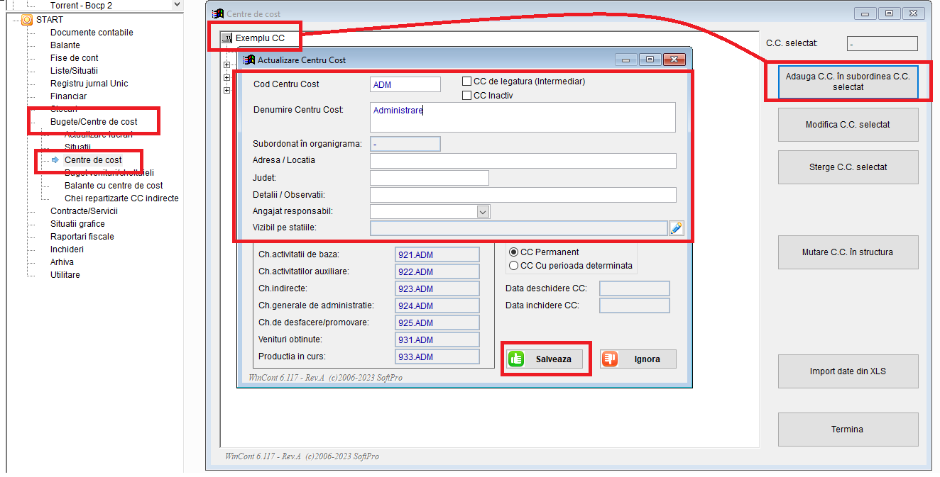 Instrucțiuni utilizare Centre de Cost - SoftPro
